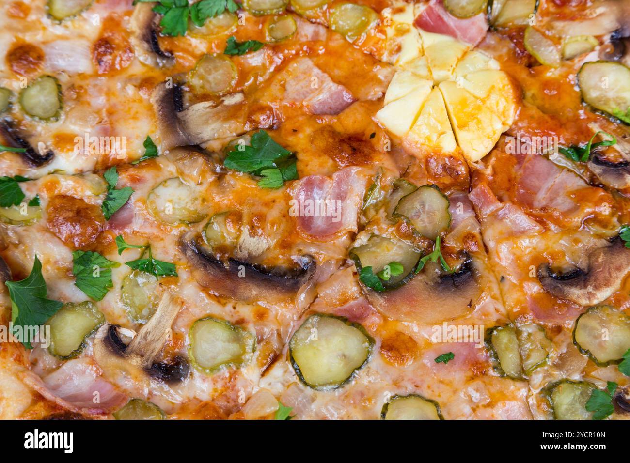 fresh hot fast food - slices of pizza closeup from top for background ...