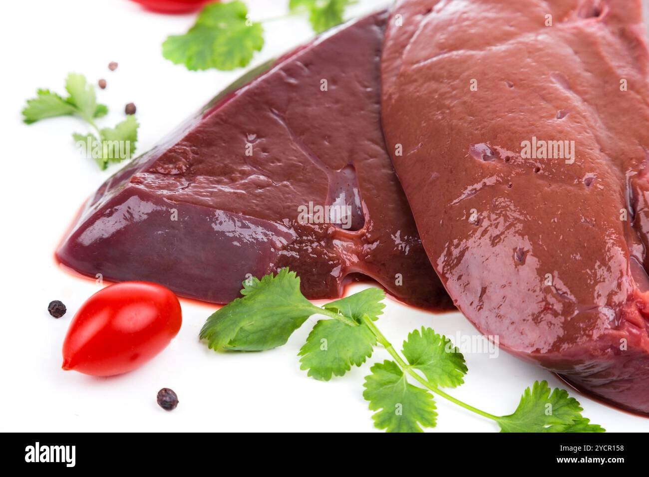 Piece raw liver a beef from on side Stock Photo - Alamy