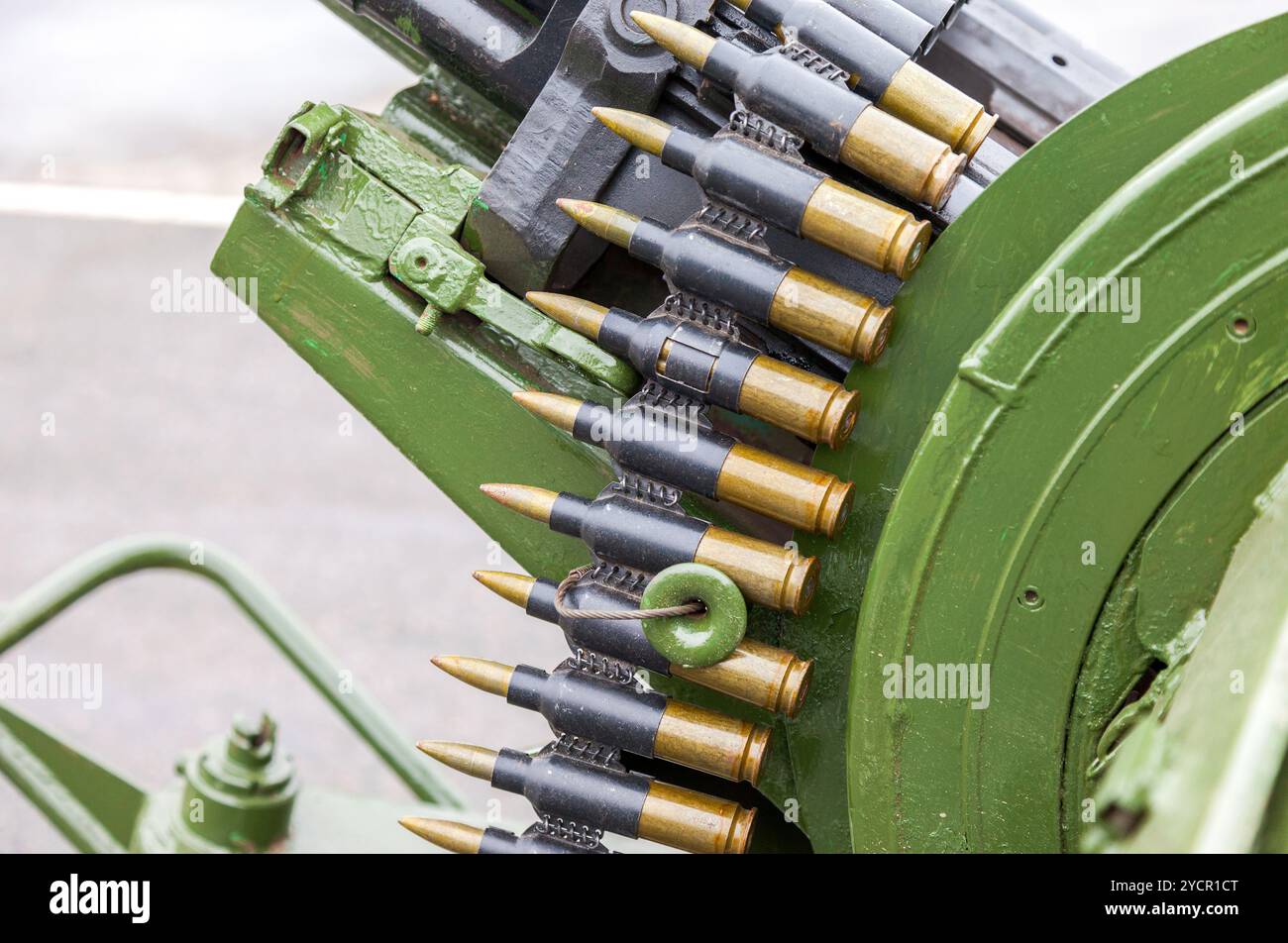Stack of machine gun ammunition closeup Stock Photo - Alamy