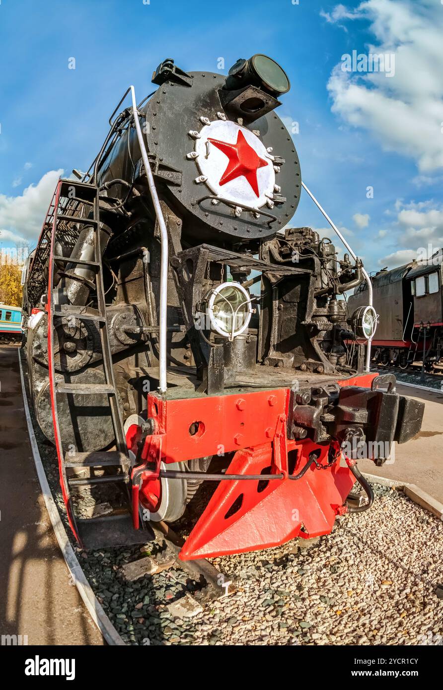 Old russian steam locomotive with red star Stock Photo - Alamy