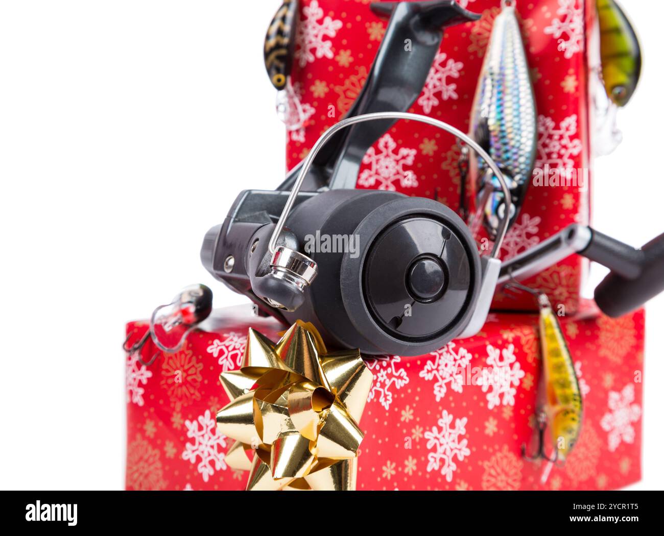 Gift box red bow spinning hi-res stock photography and images - Alamy