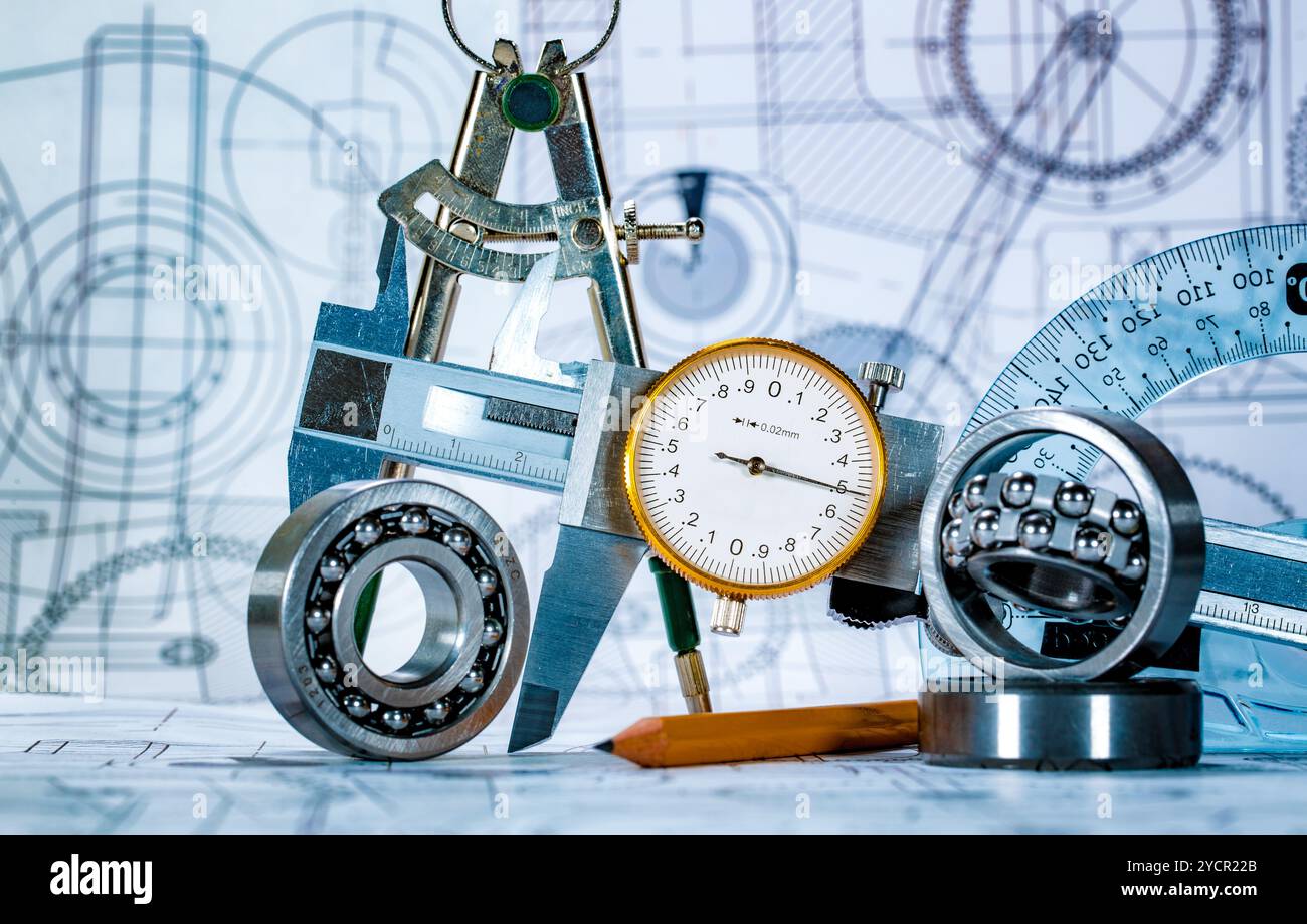 Technical drawing and tools Stock Photo - Alamy