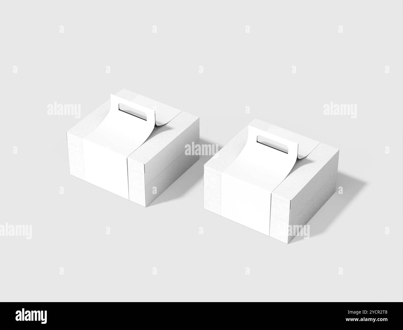 3D Realistic Empty White Cake Box with Handle Mockup Render Stock Photo ...