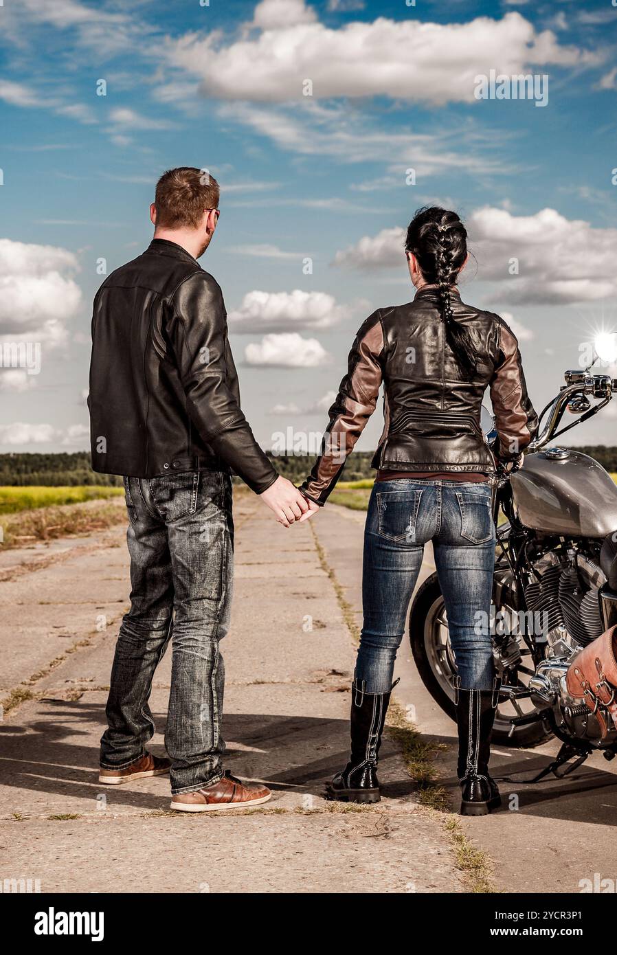 Bikers couple man woman hi-res stock photography and images - Alamy