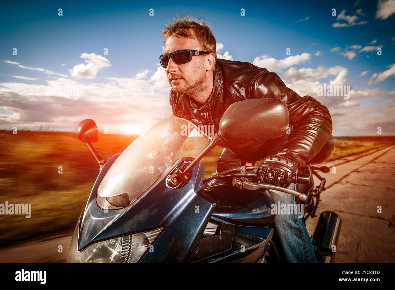 Caucasian male biker hi-res stock photography and images - Alamy