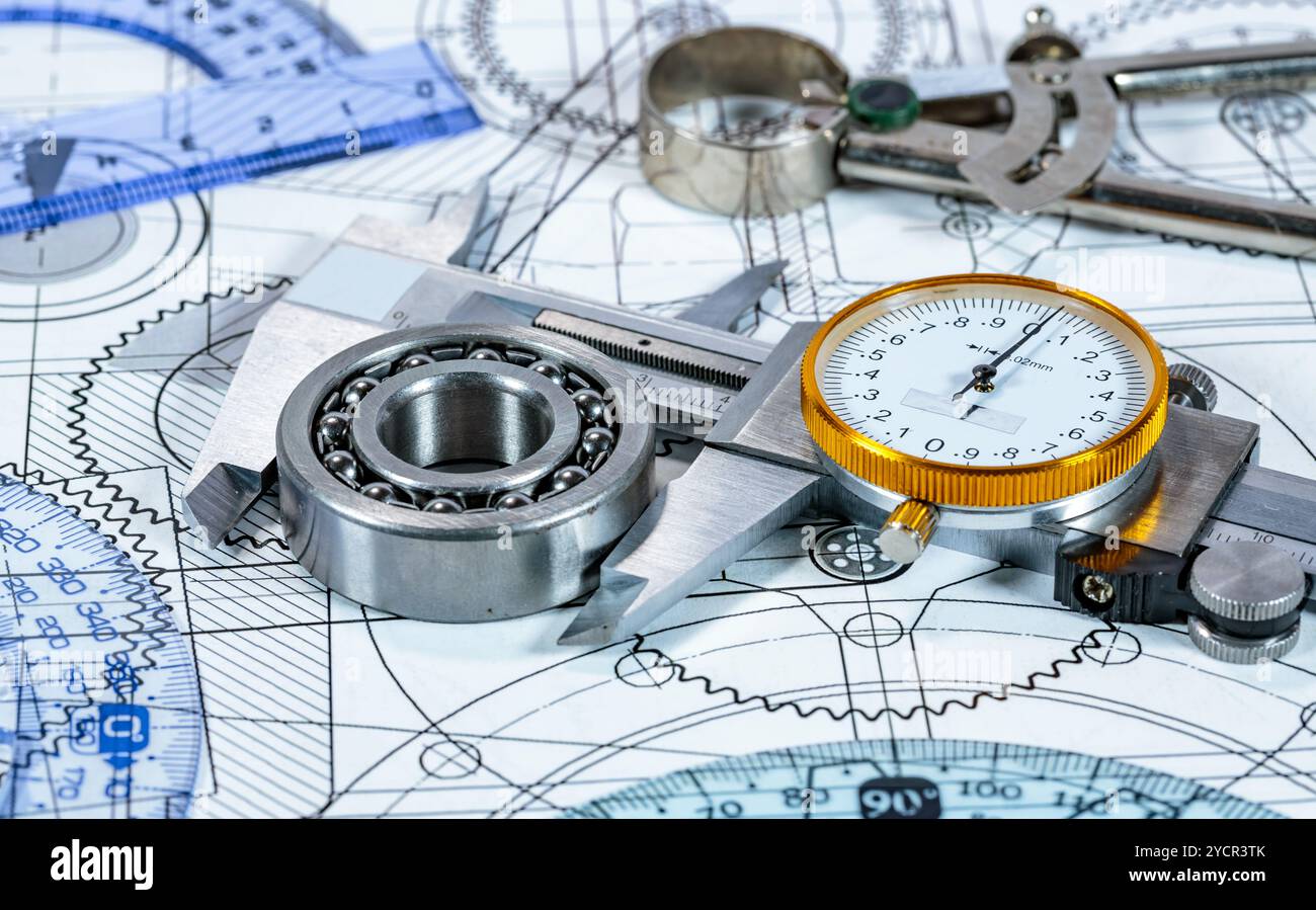Technical drawing and tools Stock Photo - Alamy