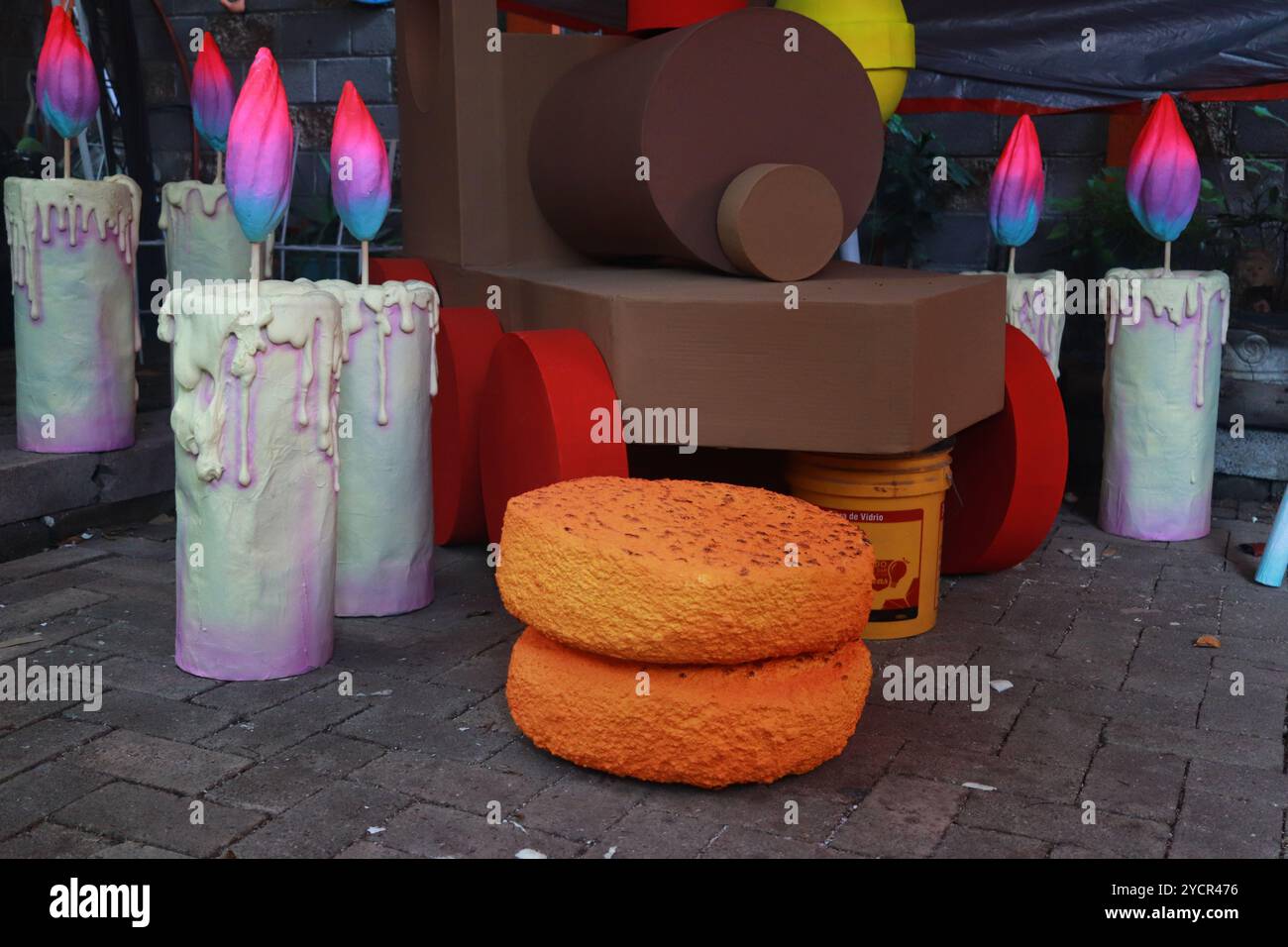 Parts of a float are seen during the manufacturing of the 2 floats make ...