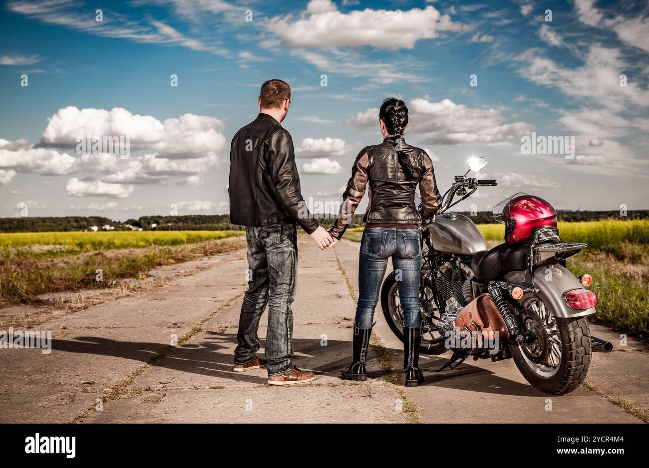 Bikers couple man woman hi-res stock photography and images - Alamy