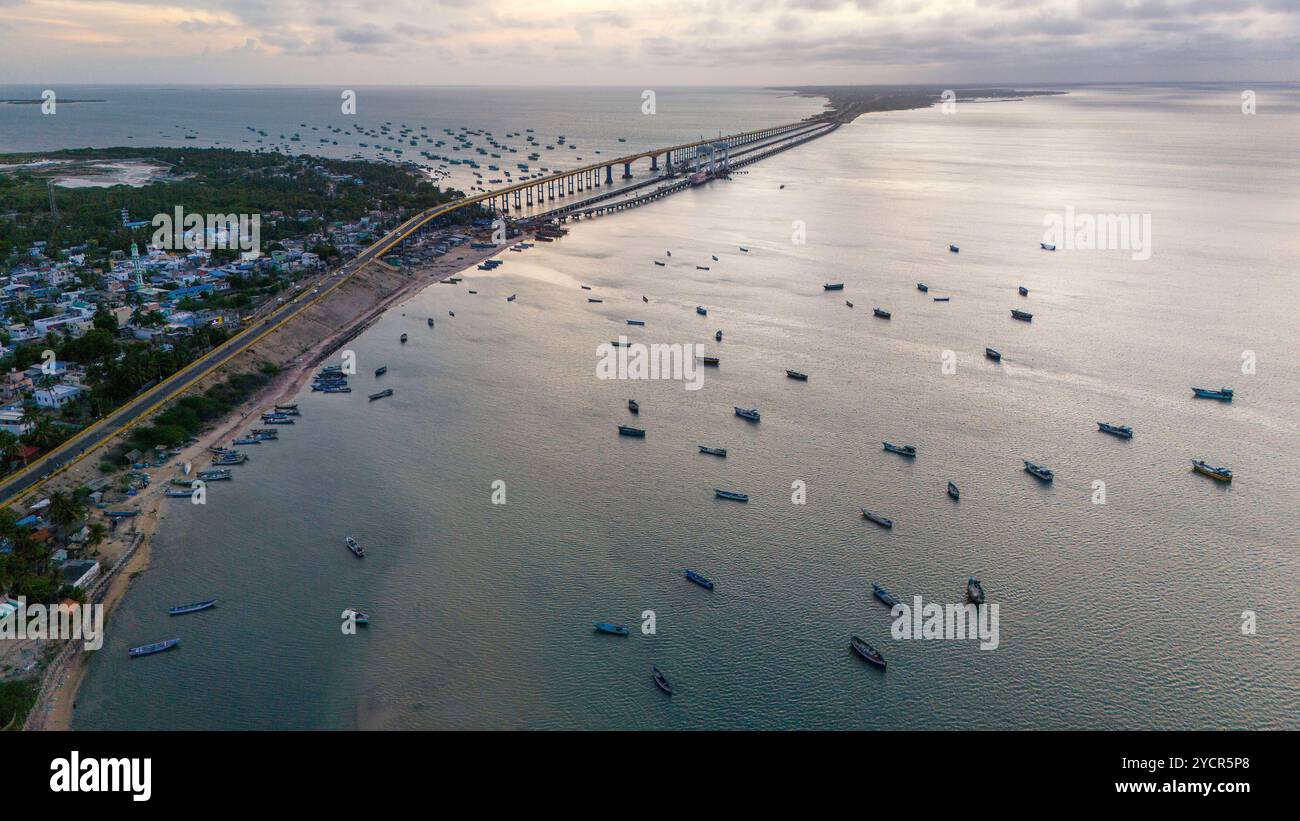 Aerial view of Pamban Bridge, Rameswaram, Tamil Nadu, India Stock Photo - Alamy