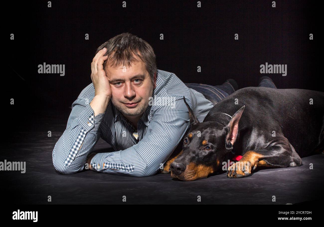 Dog man face to face hi-res stock photography and images - Alamy