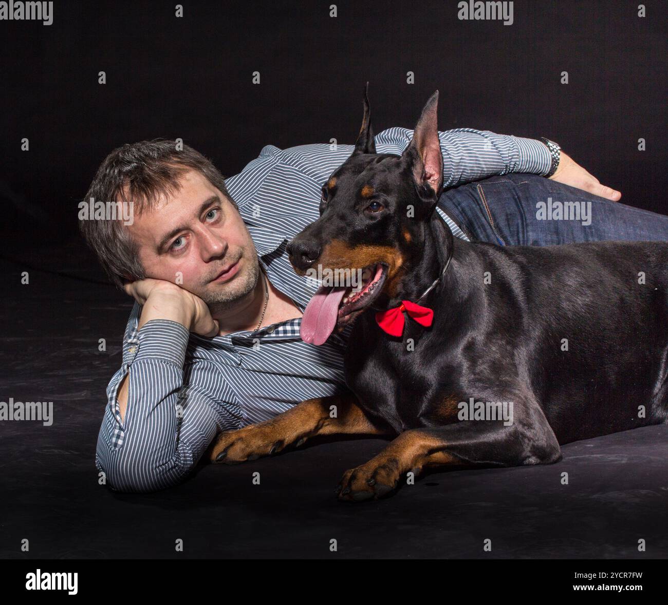 Man dog in studio hi-res stock photography and images - Alamy