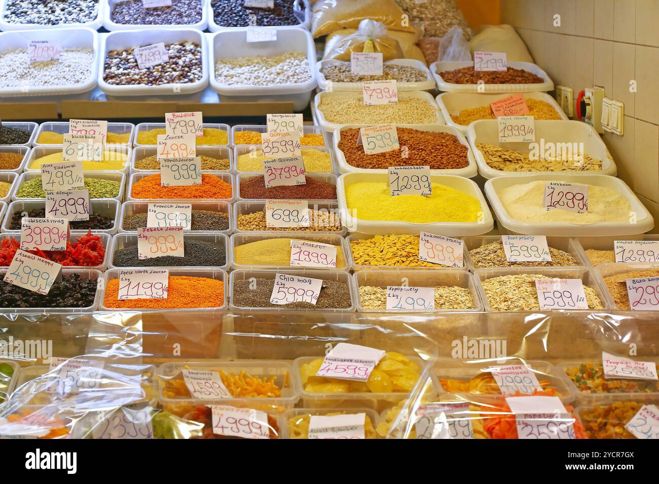 Grains and Beans at Farmers Market Stall Stock Photo - Alamy