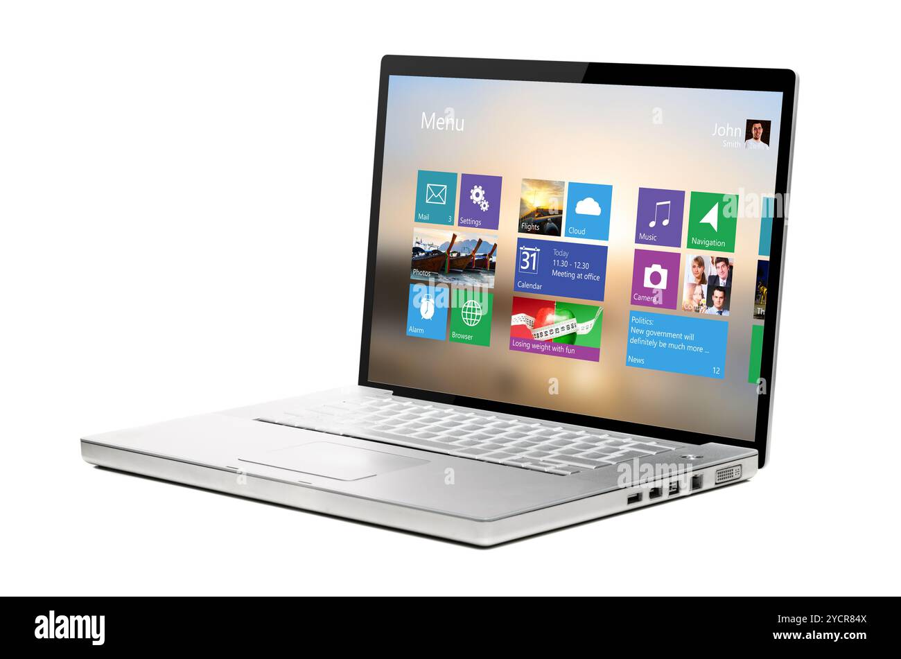 modern flat interface on laptop isolated on white background Stock ...
