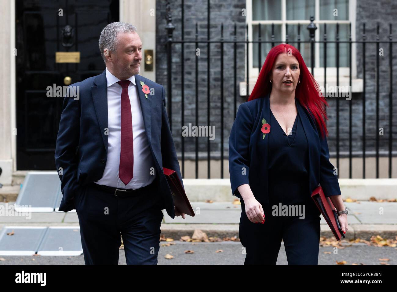 London, UK. 22nd Oct, 2024. Steve Reed and Louise Haigh leave a cabinet meeting in Downing ...