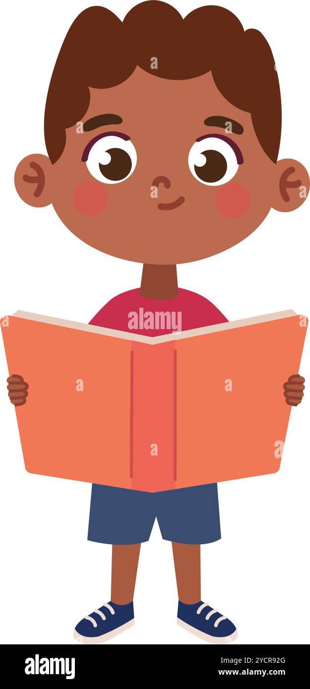 cute boy reading a book standing Stock Vector Image & Art - Alamy