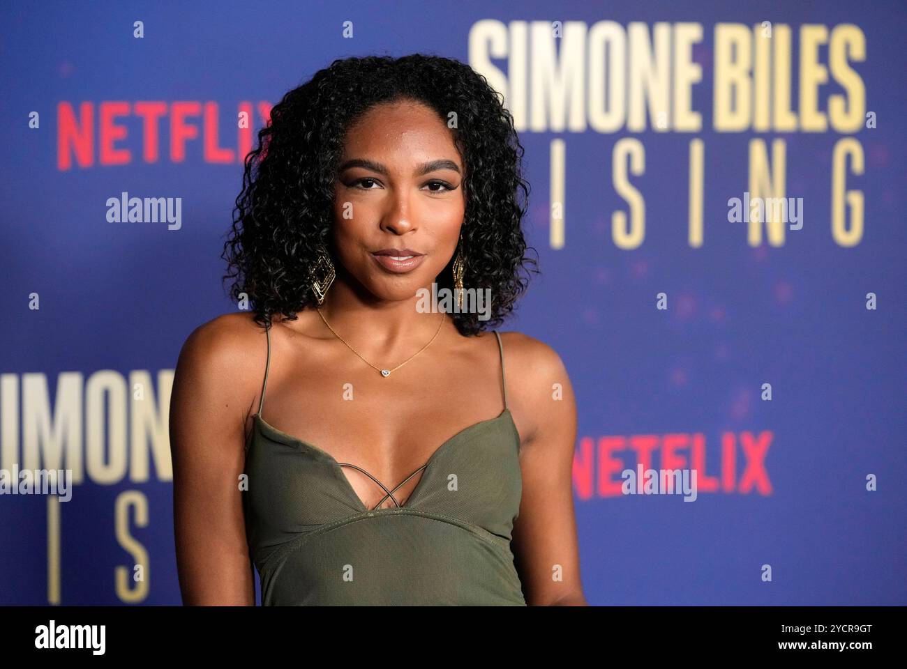 Trinity Bonilla poses at the premiere of the Netflix documentary series "Simone Biles Rising ...