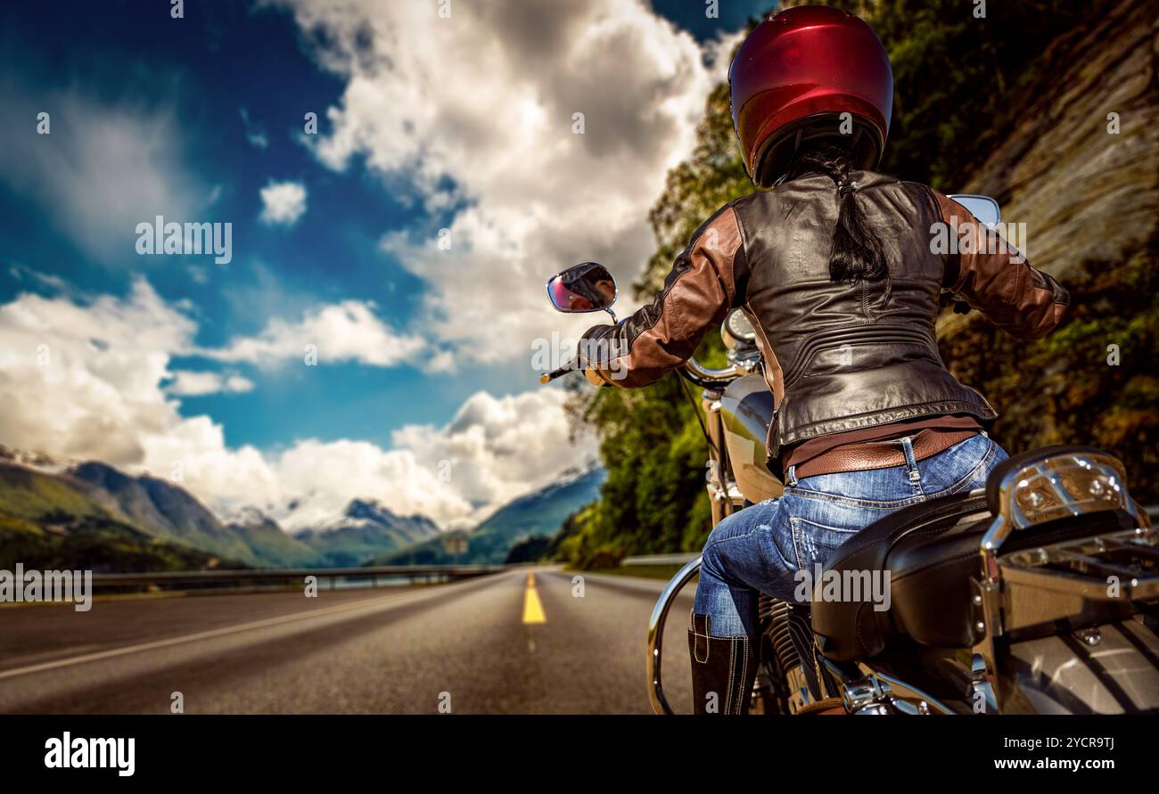 Biker girl First-person view Stock Photo - Alamy