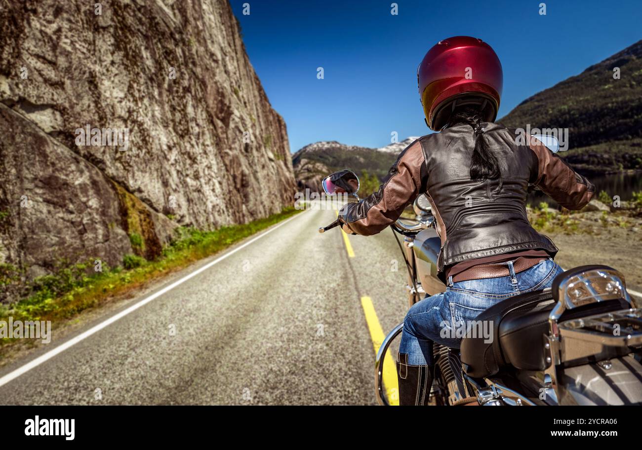 Biker girl First-person view Stock Photo - Alamy