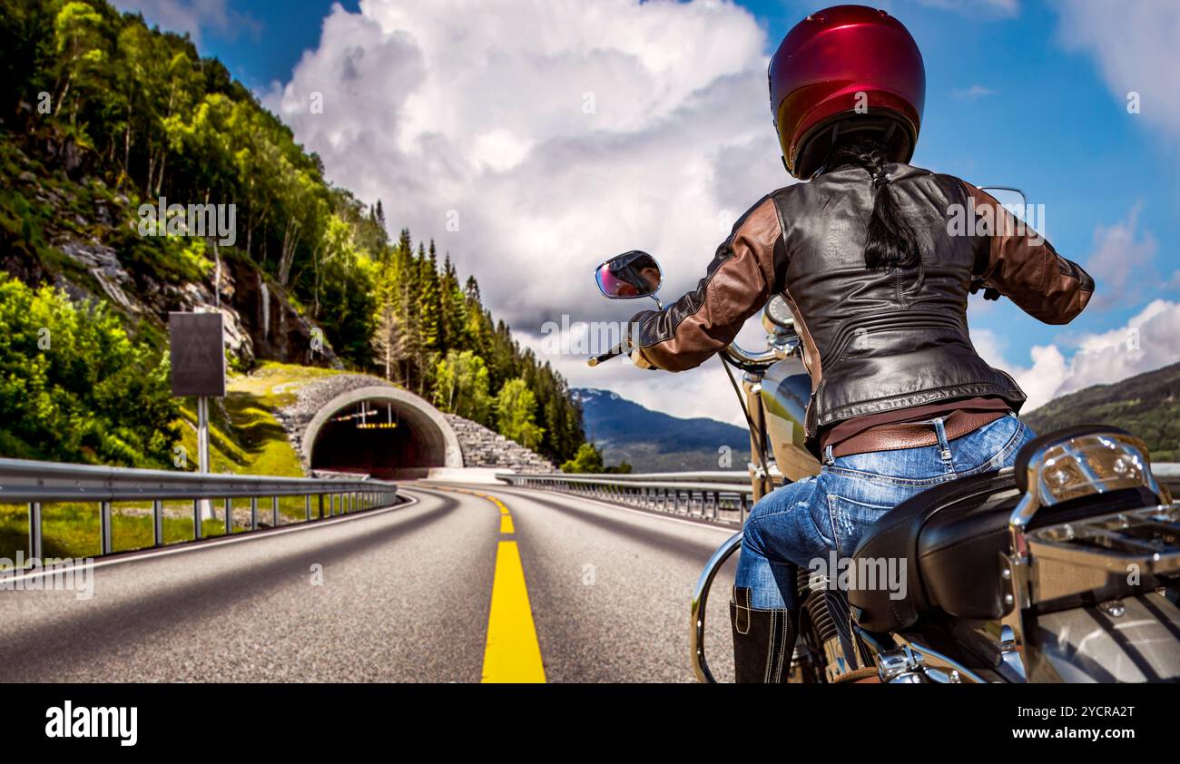 Biker girl First-person view Stock Photo - Alamy