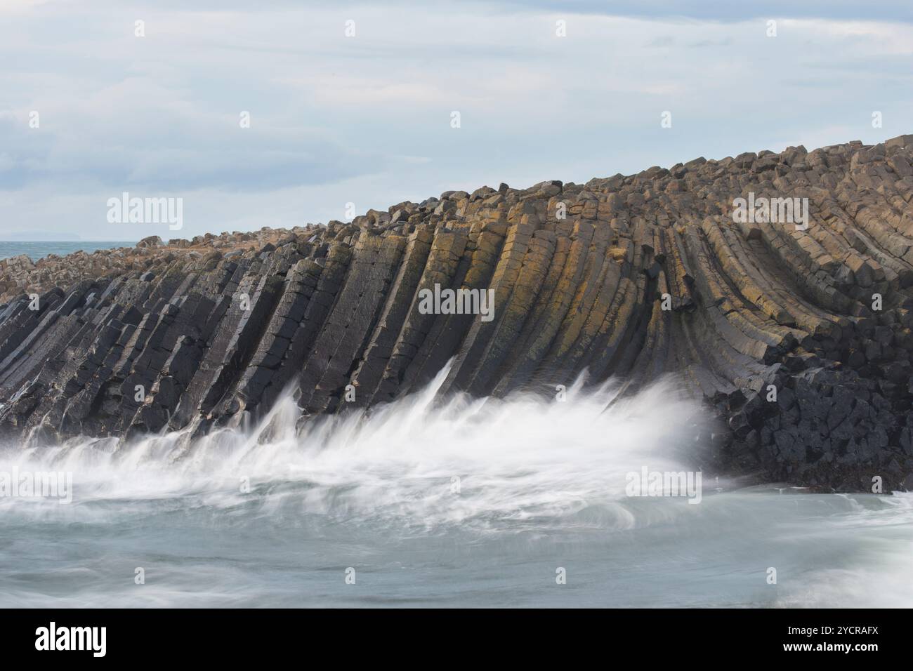 Structures in the basalt rock near Kalfshamarsvik, Skagi, Iceland Stock ...