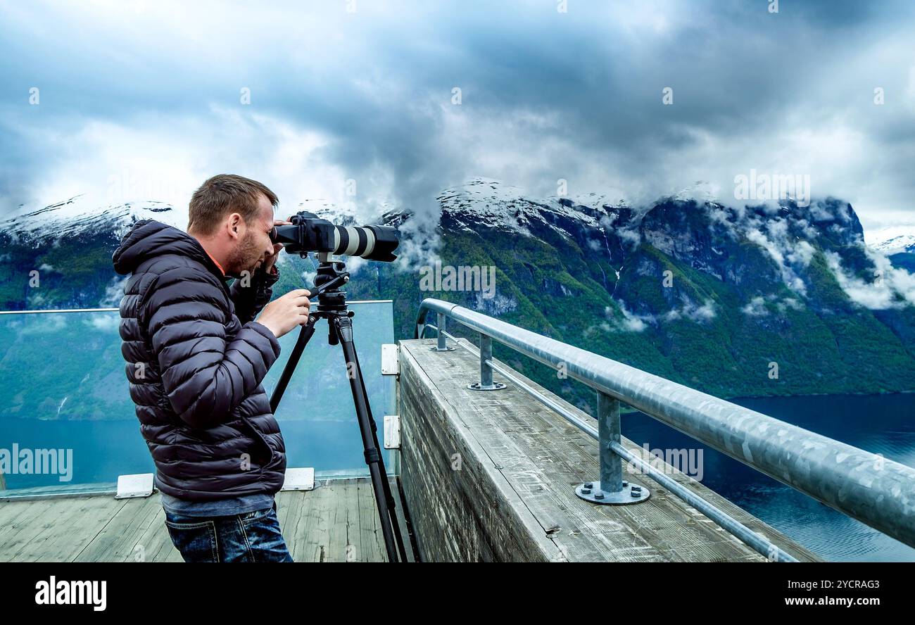 Nature photographer Stegastein Lookout Beautiful Nature Norway Stock ...