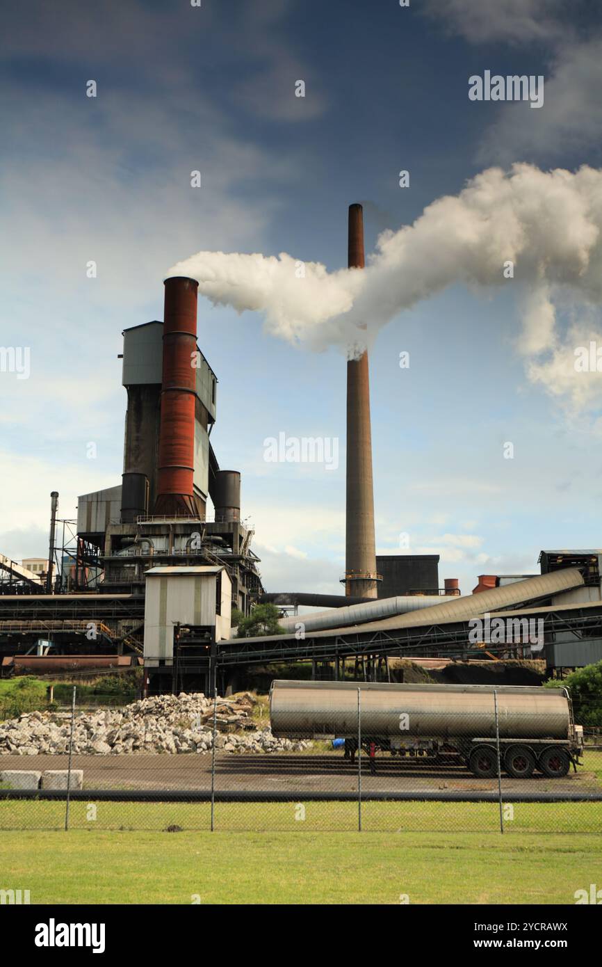 Active steel mill smelter emiting billowing toxic fumes Stock Photo - Alamy