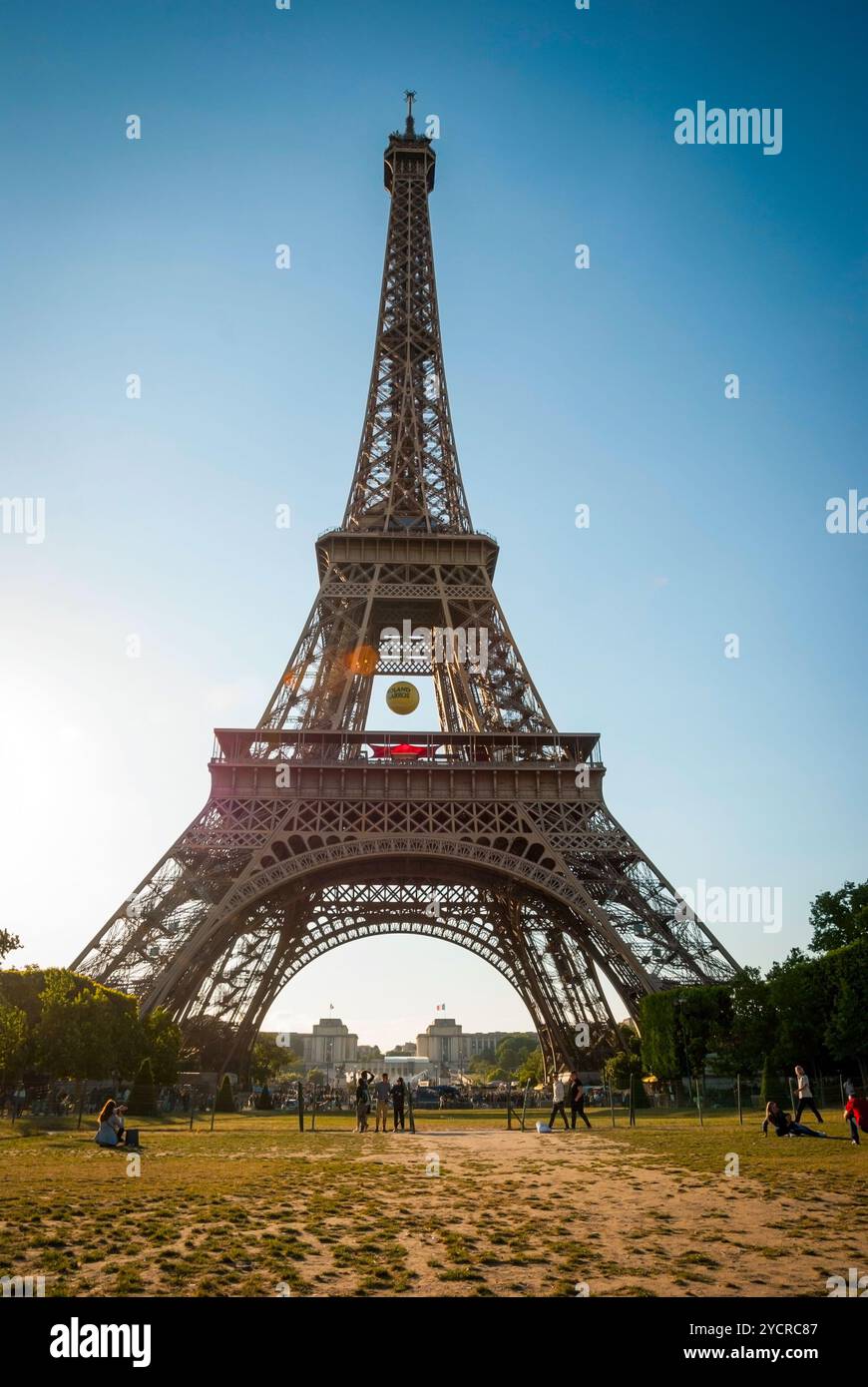 PARIS, FRANCE - JUNE 8: Eiffel tower with park around. Tower was ...