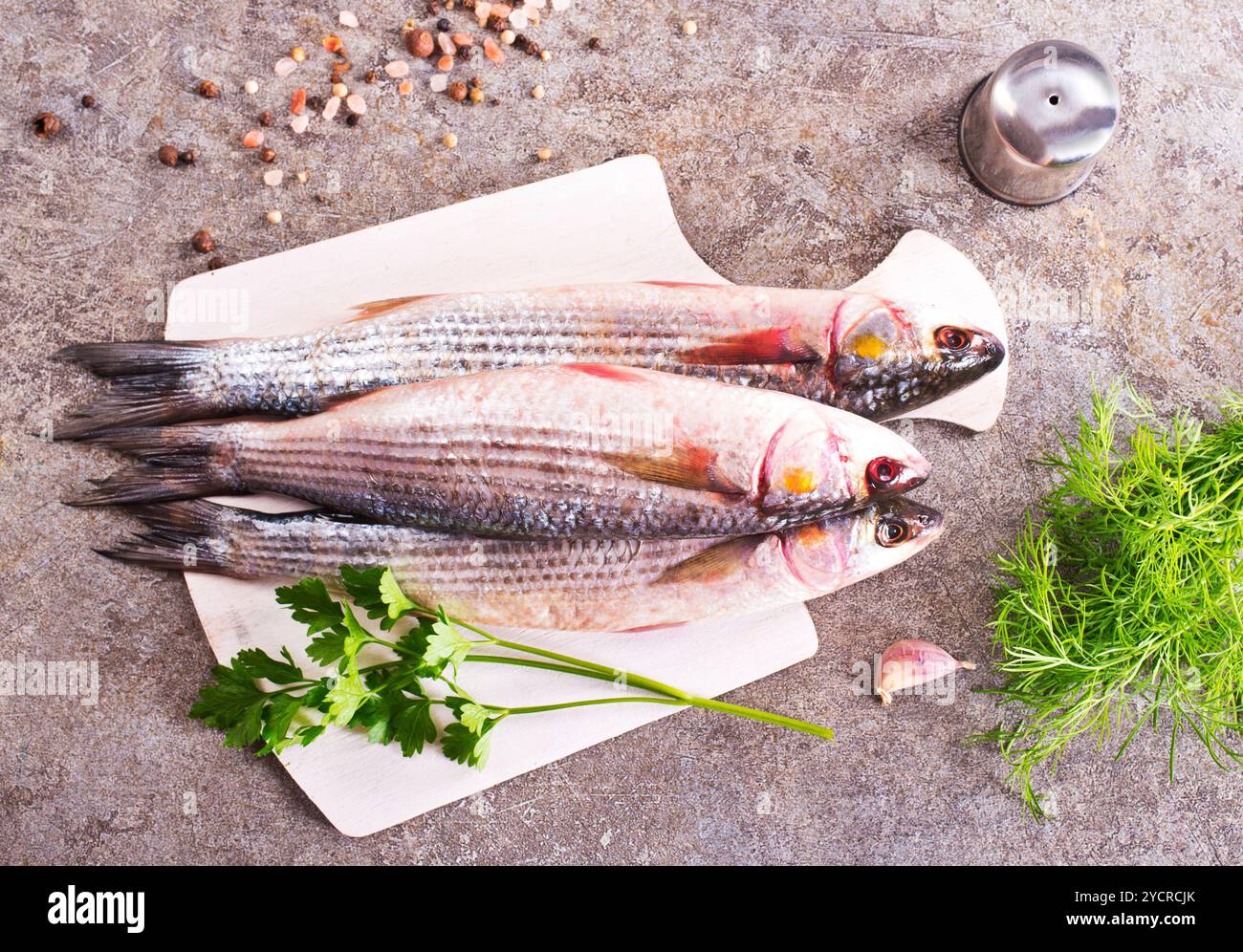 Raw gray Mullet Fish (Kefal) reading for cooking Stock Photo - Alamy