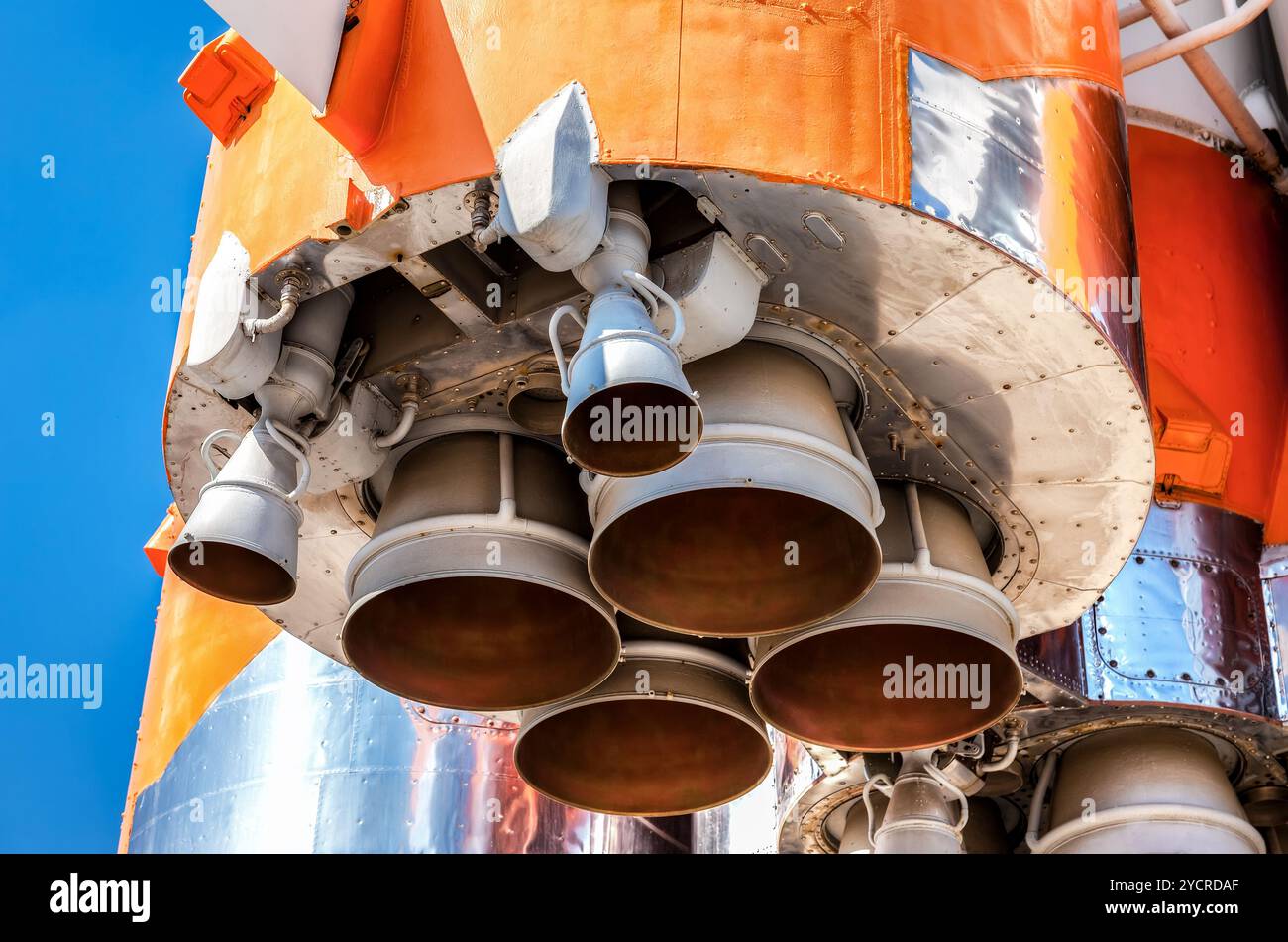 Detail of space rocket engine against the blue sky Stock Photo - Alamy