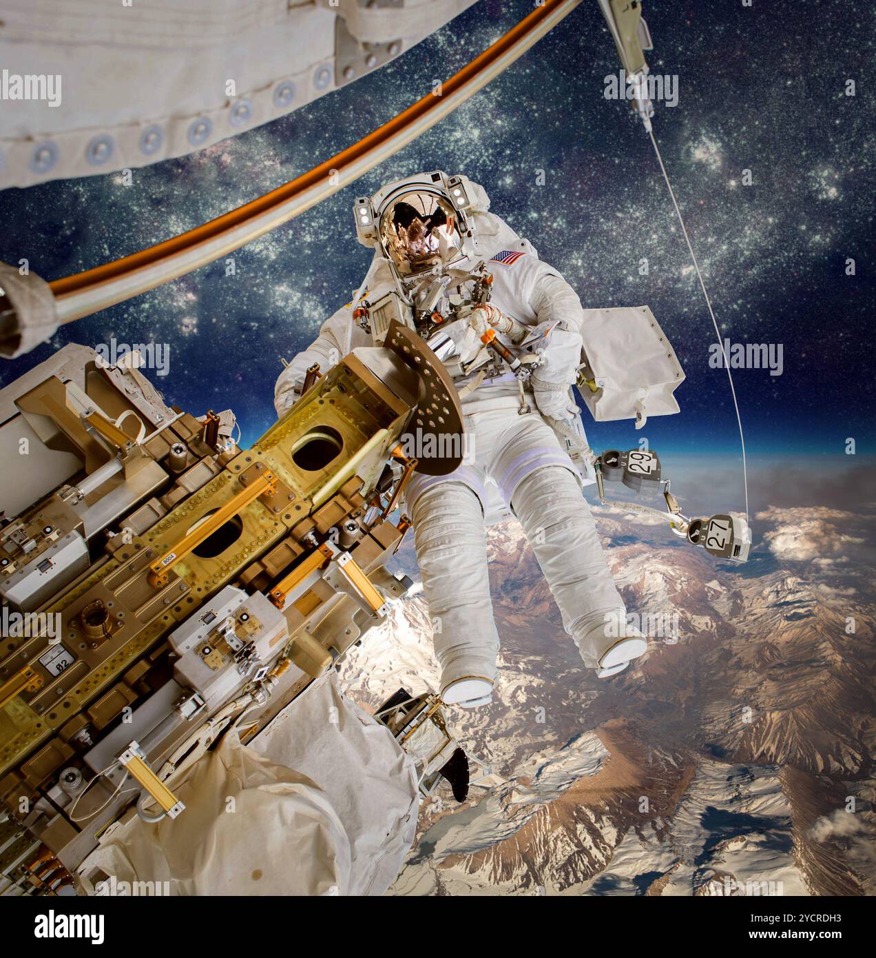 International Space Station and astronaut Stock Photo - Alamy