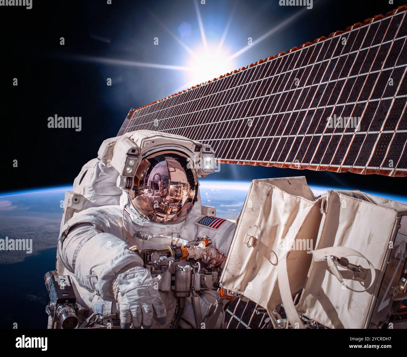 International Space Station and astronaut Stock Photo - Alamy