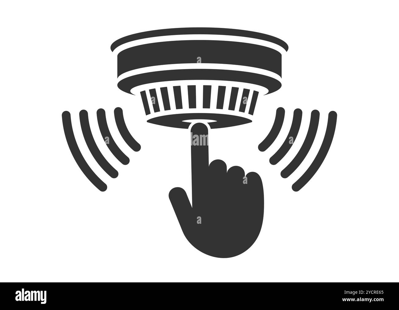 Test your smoke alarms. Smoke detector icon symbol. Fire alarm logo ...