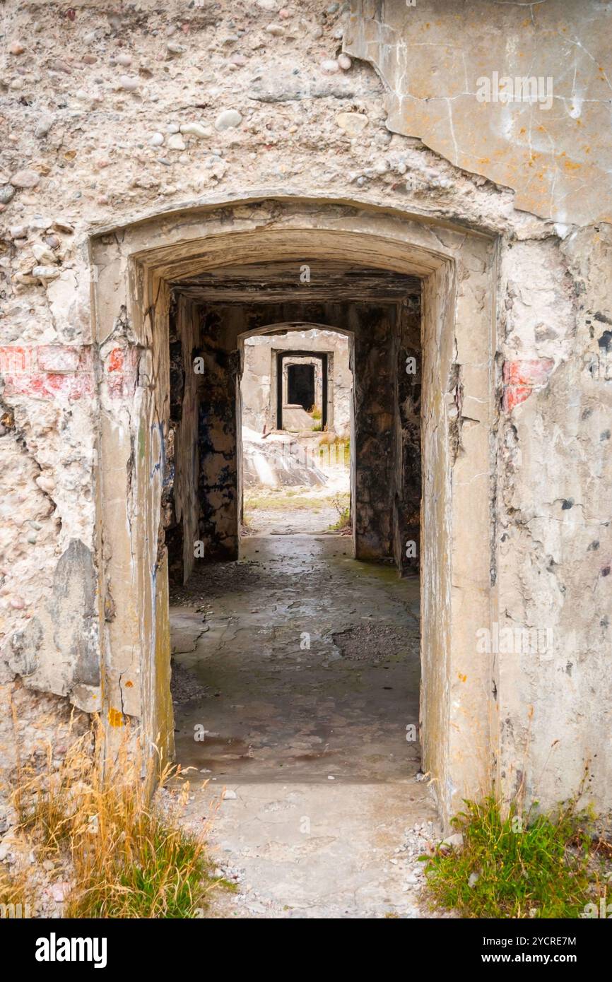 View on old stone passage way in ussr fortress Stock Photo - Alamy