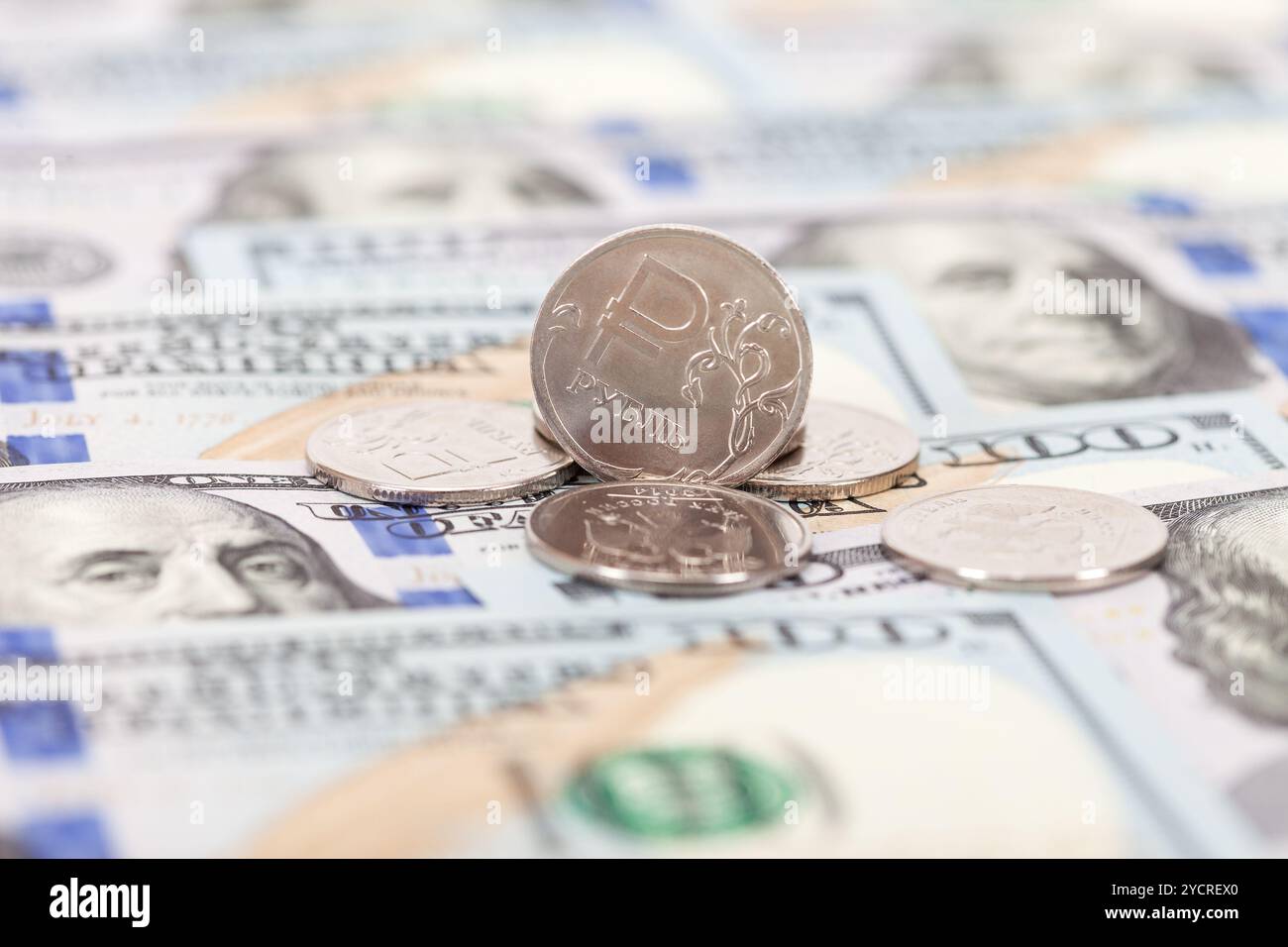 Russian rubles coins dollars hi-res stock photography and images - Alamy