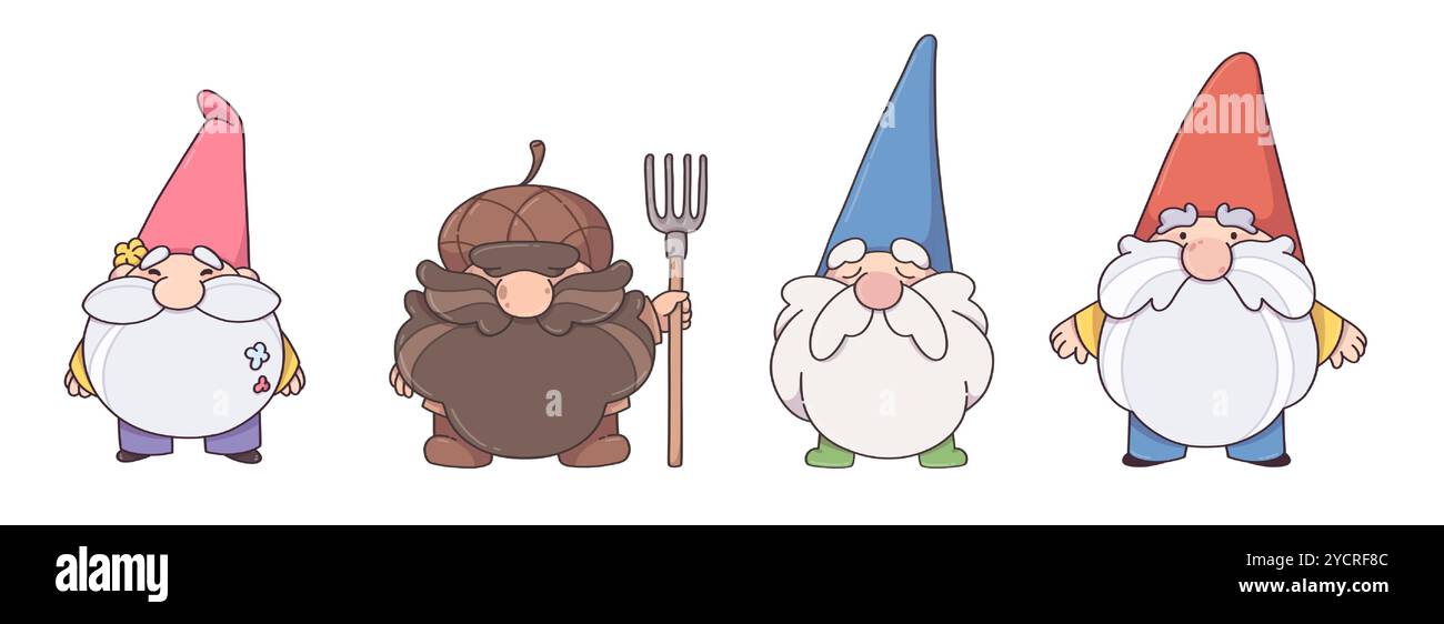 Cute funny garden dwarf gnome figurine. Old small magic fairytale elf ...