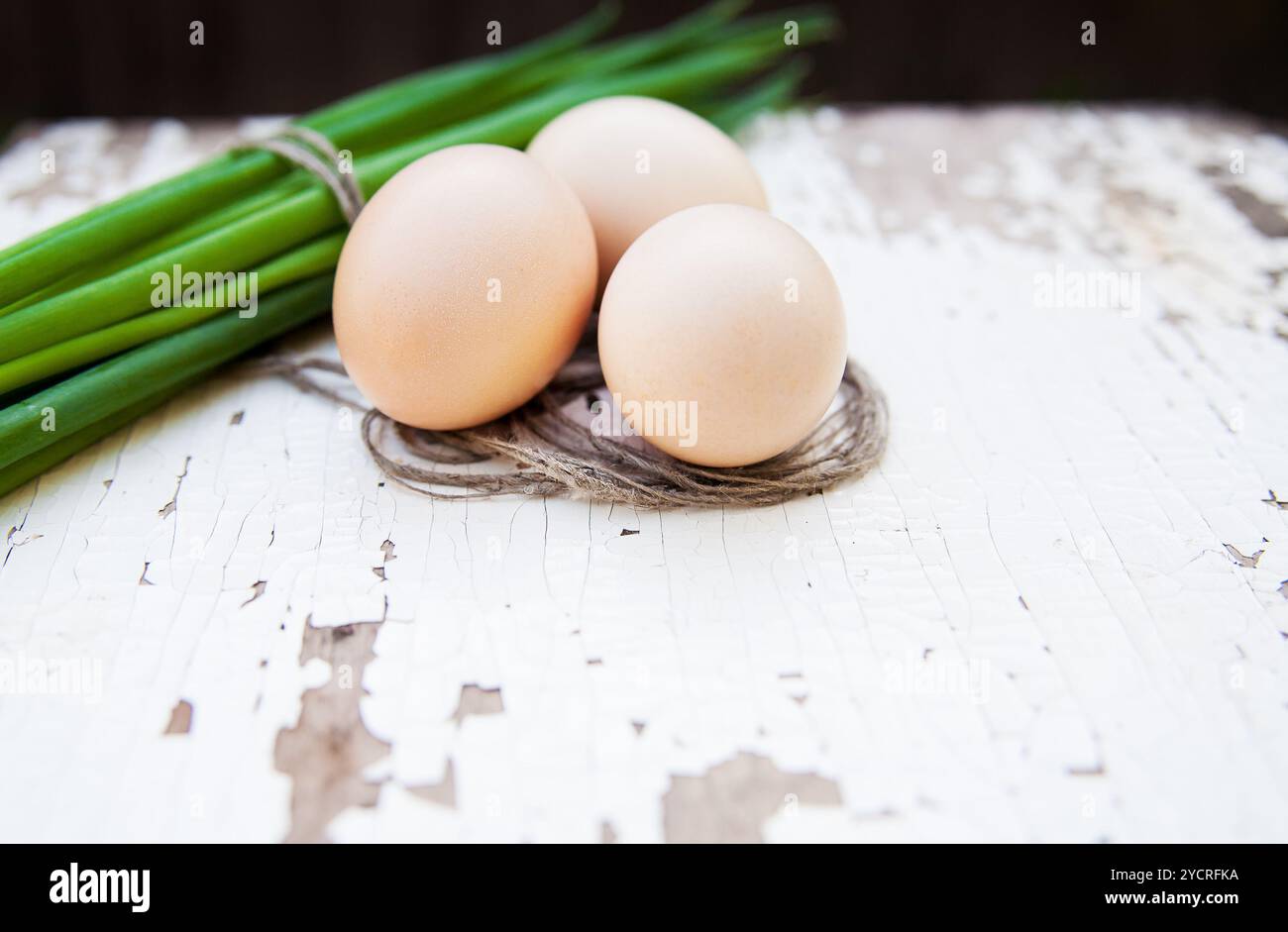 Spring onions, egg Stock Photo - Alamy