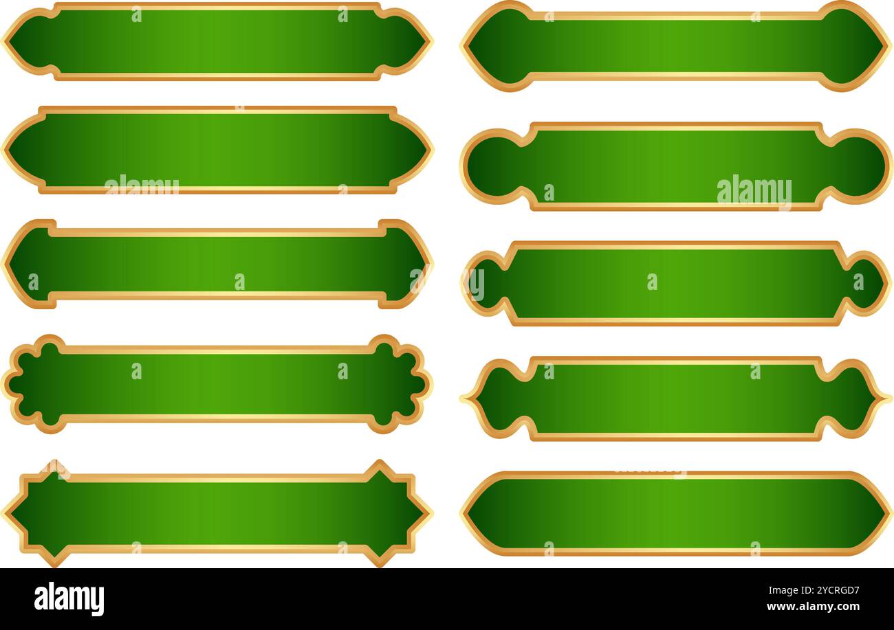 Ramadhan Islamic frame. Green shape with golden border for badge banner ...
