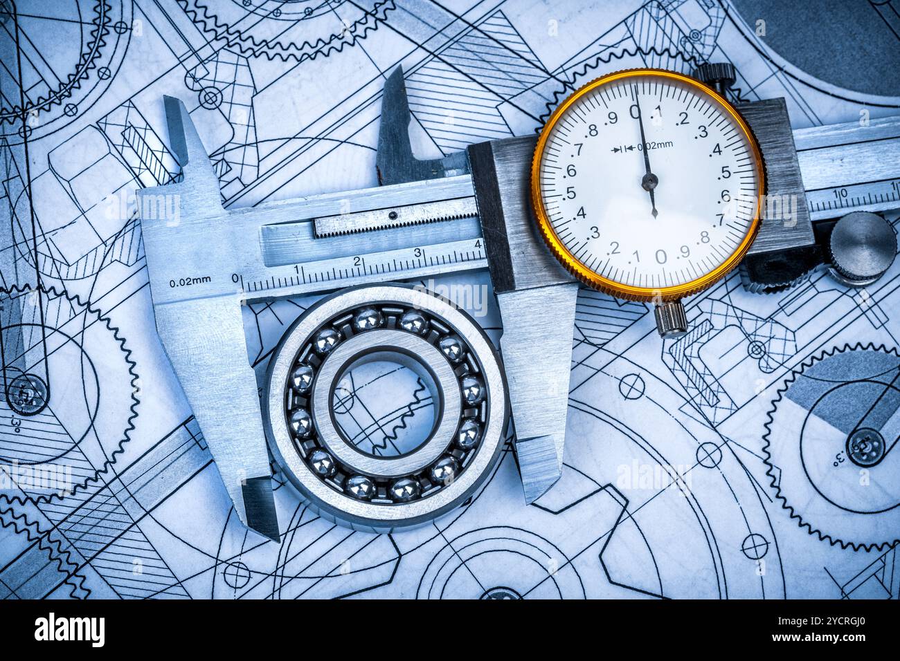 Ball bearings and Metal vernier caliper Stock Photo - Alamy