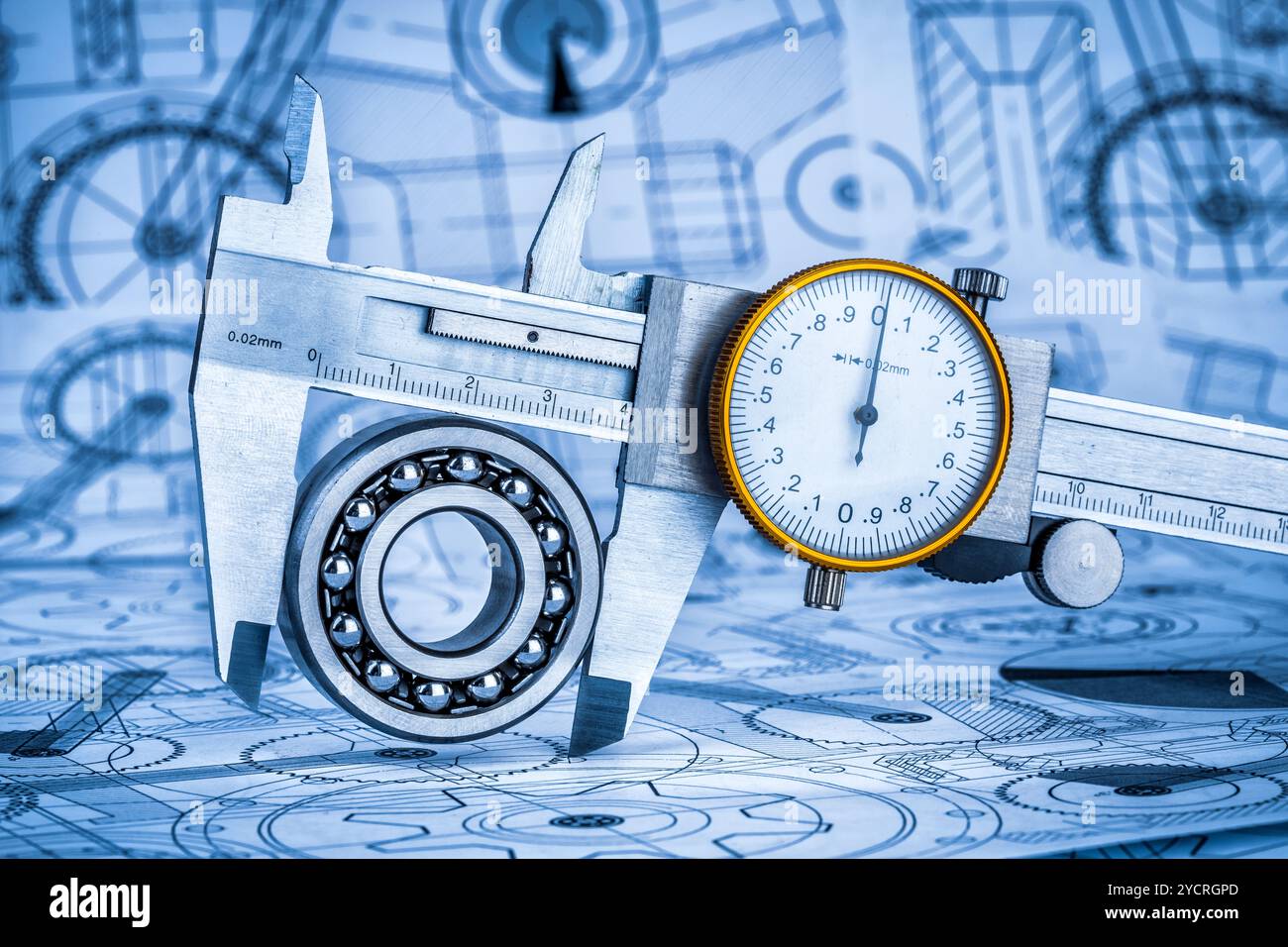 Ball bearings and Metal vernier caliper Stock Photo - Alamy