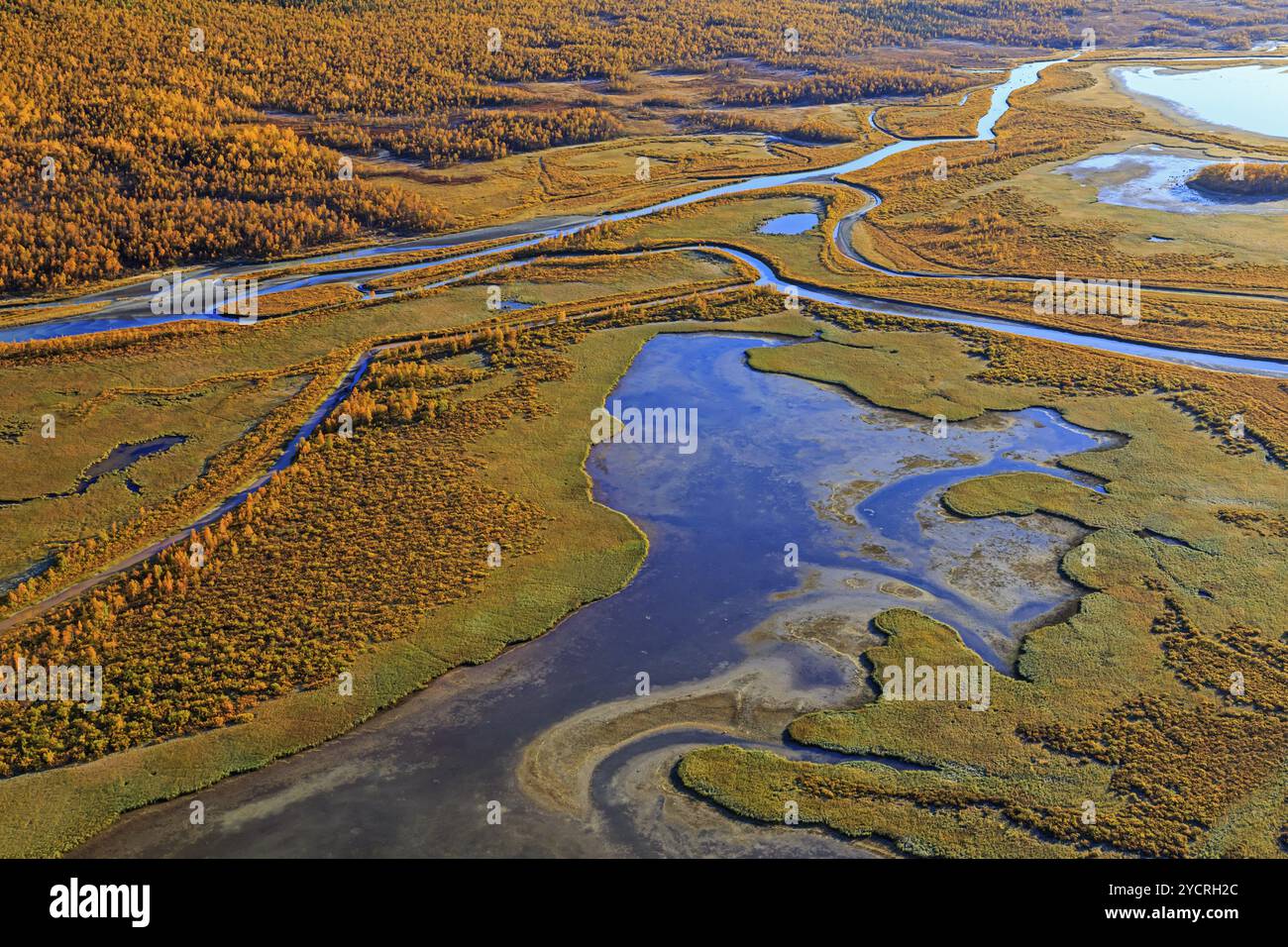 Lake, river, river delta, autumn colours, autumn, mountains, sunny ...