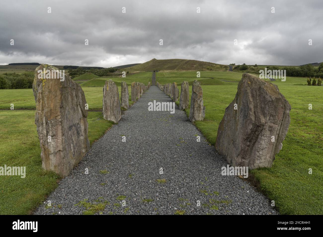 The standing stones and gravel footpath in the North-South Line of the ...