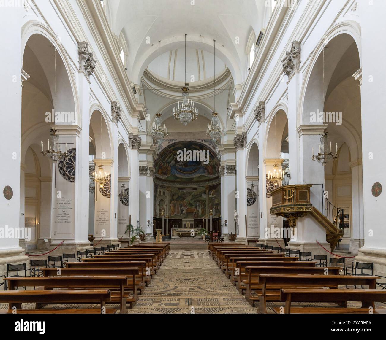 Spoleto, Italy, 25 November, 2022: interior view of the central nave ...