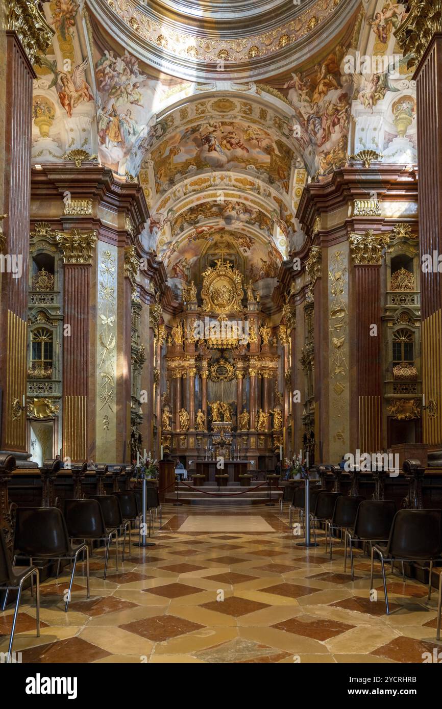 Melk, Austria, 22 September, 2022: vertical view of the ostentatious ...