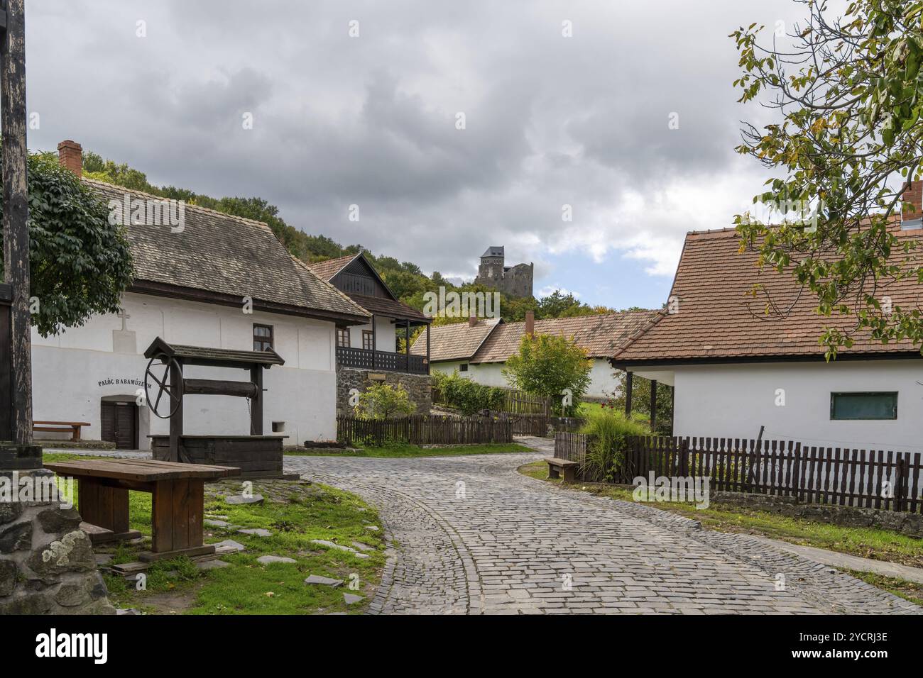 Holloko, Hungary, 3 October, 2022: view of the historic village center of Holloko with the 14th ...