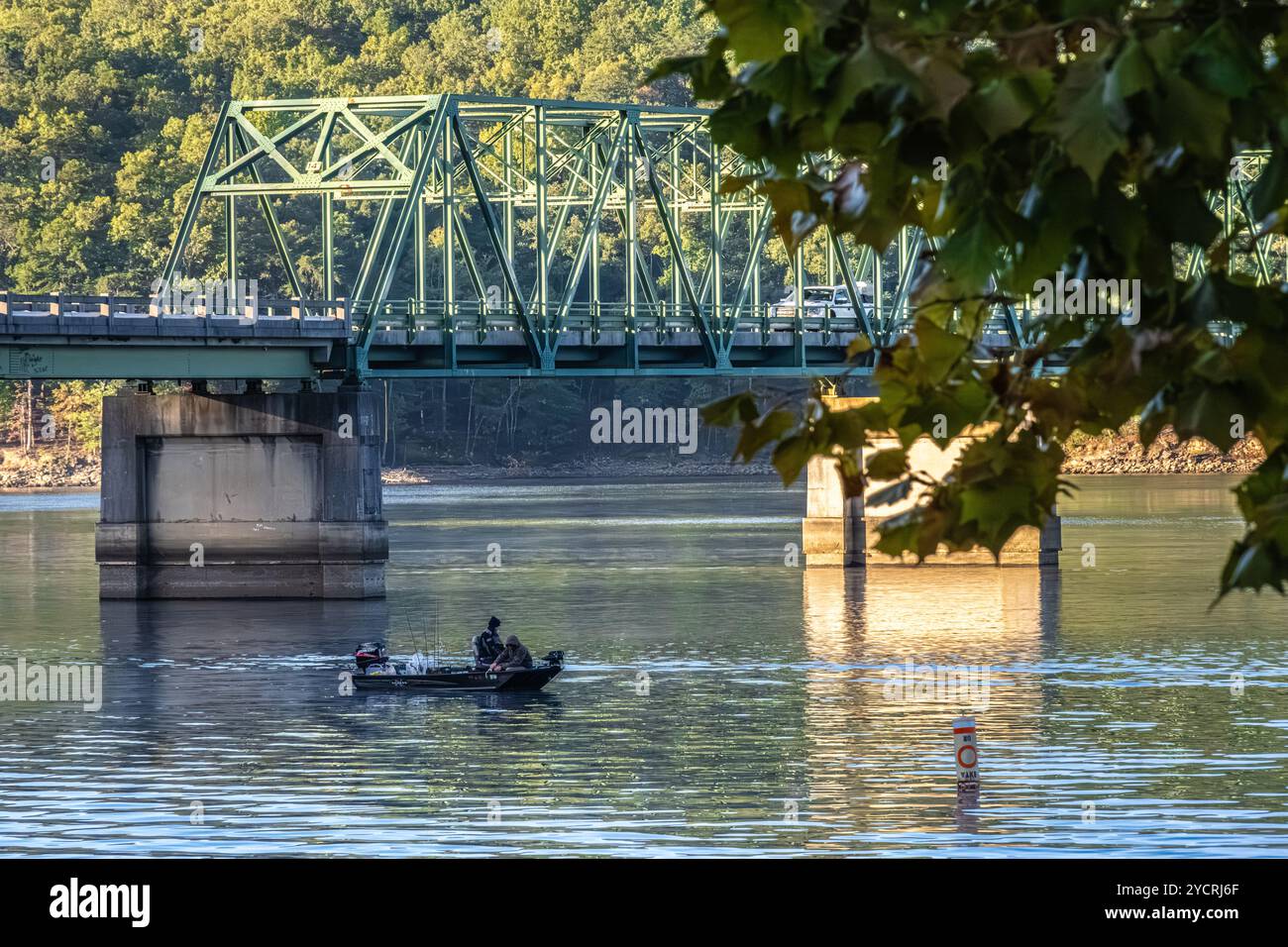 Fishermen near Bethany Bridge on Lake Allatoona at Red Top Mountain ...