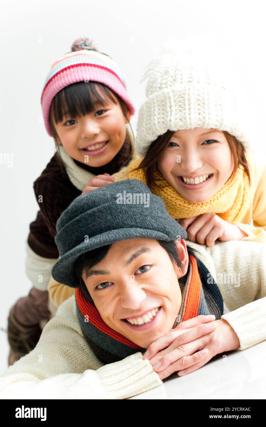 Family of three overlapping in depression Stock Photo - Alamy