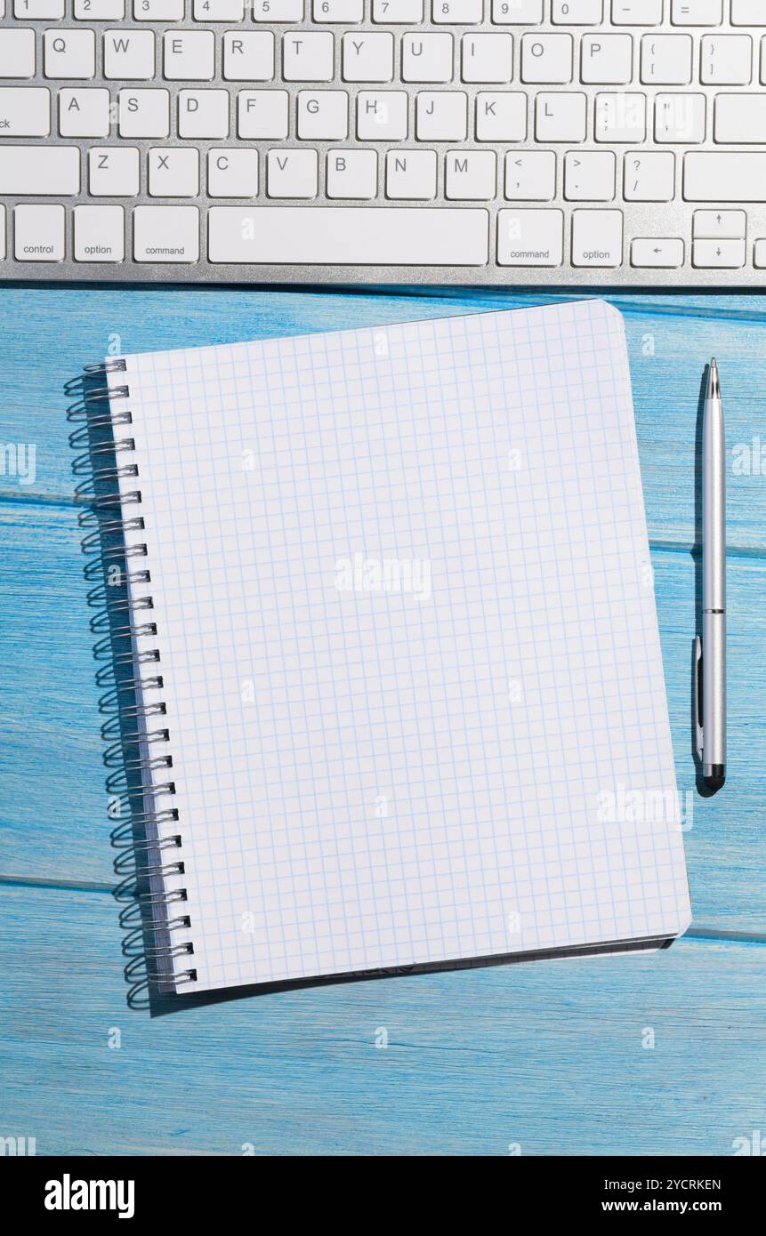 Keyboard on table Stock Photo - Alamy