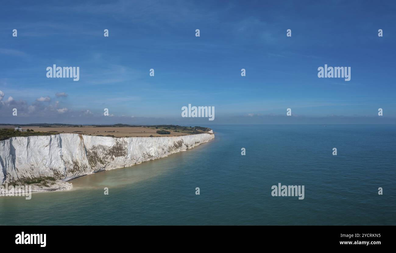 Drone landscape view of the White Cliffs of Dover and the South ...