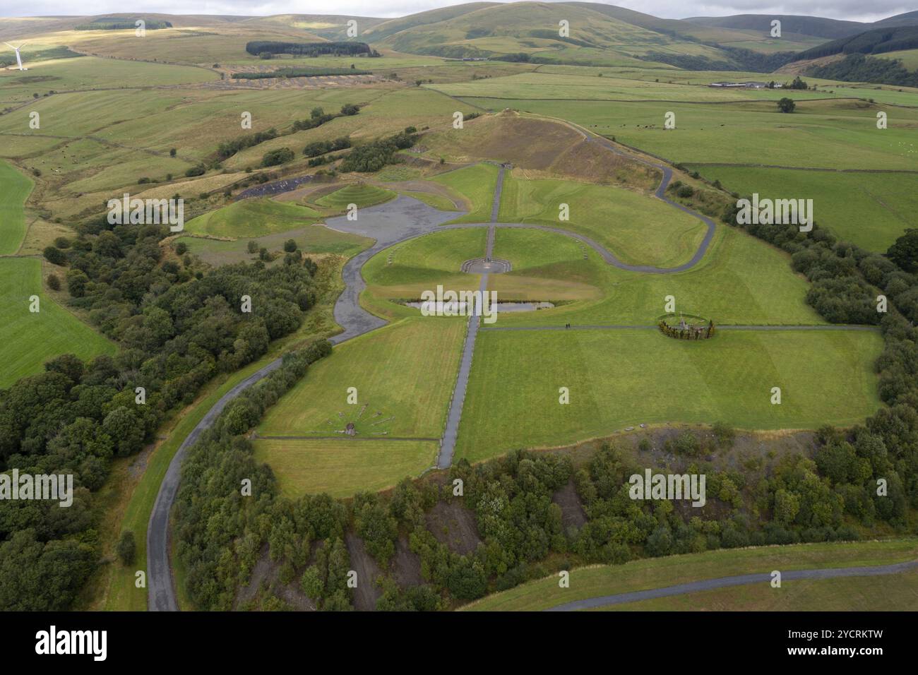 An aerial view of the Crawick Multiverse land art complex in Dumfries ...