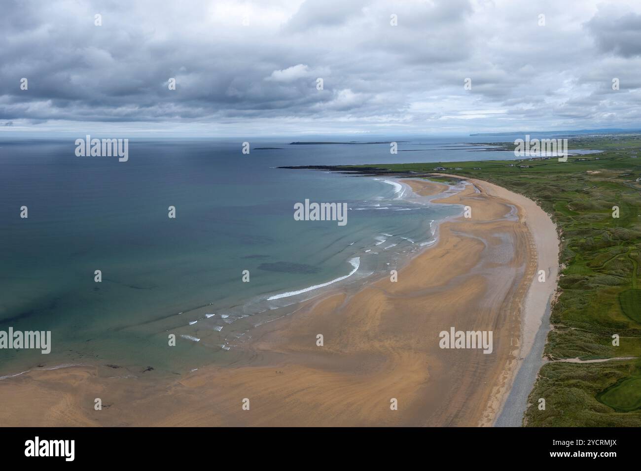 An aerial view of Doughmore Bay and Beach in County Clare in western ...